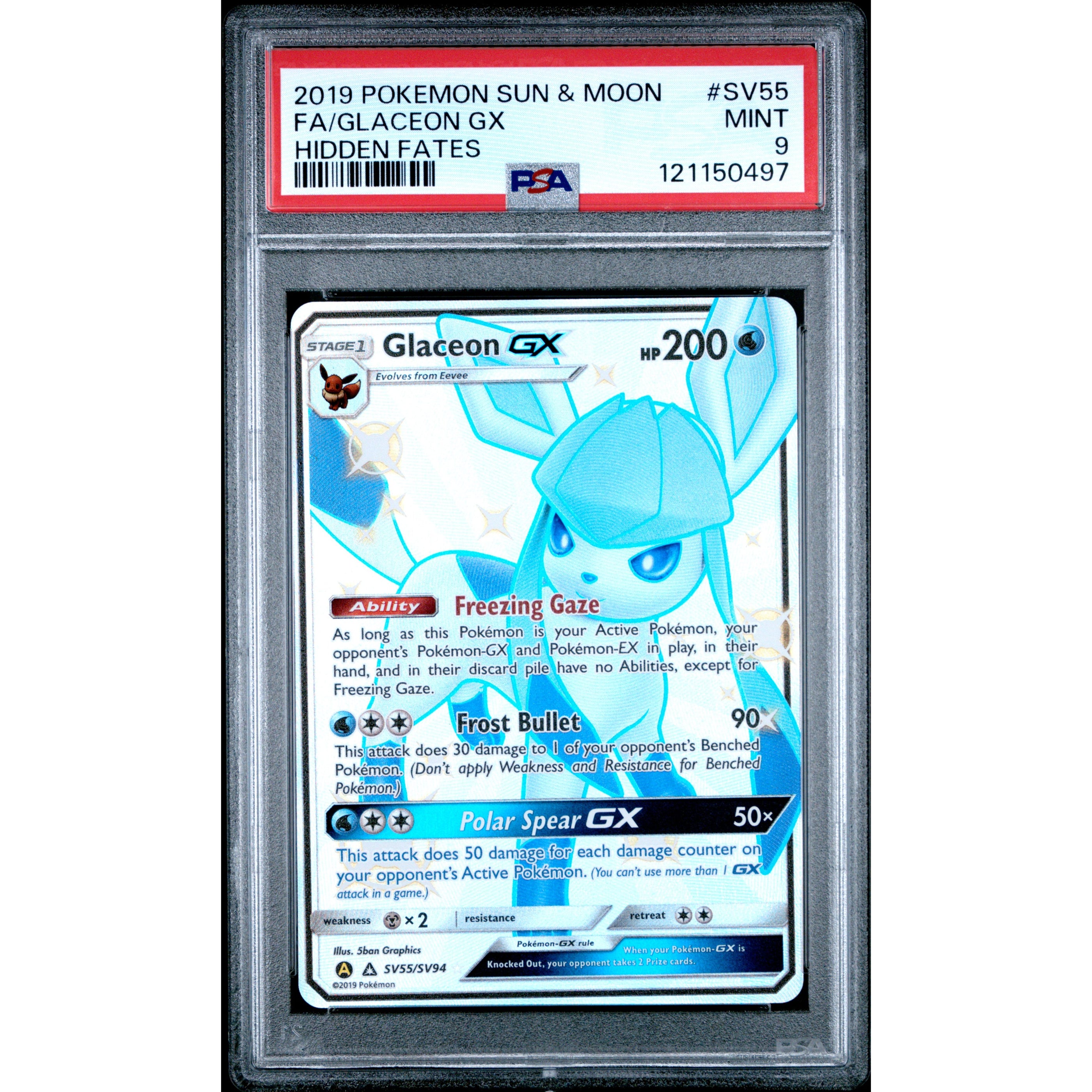 Pokémon TCG: Glaceon Gx SV55 PSA 9 - Hidden Fates