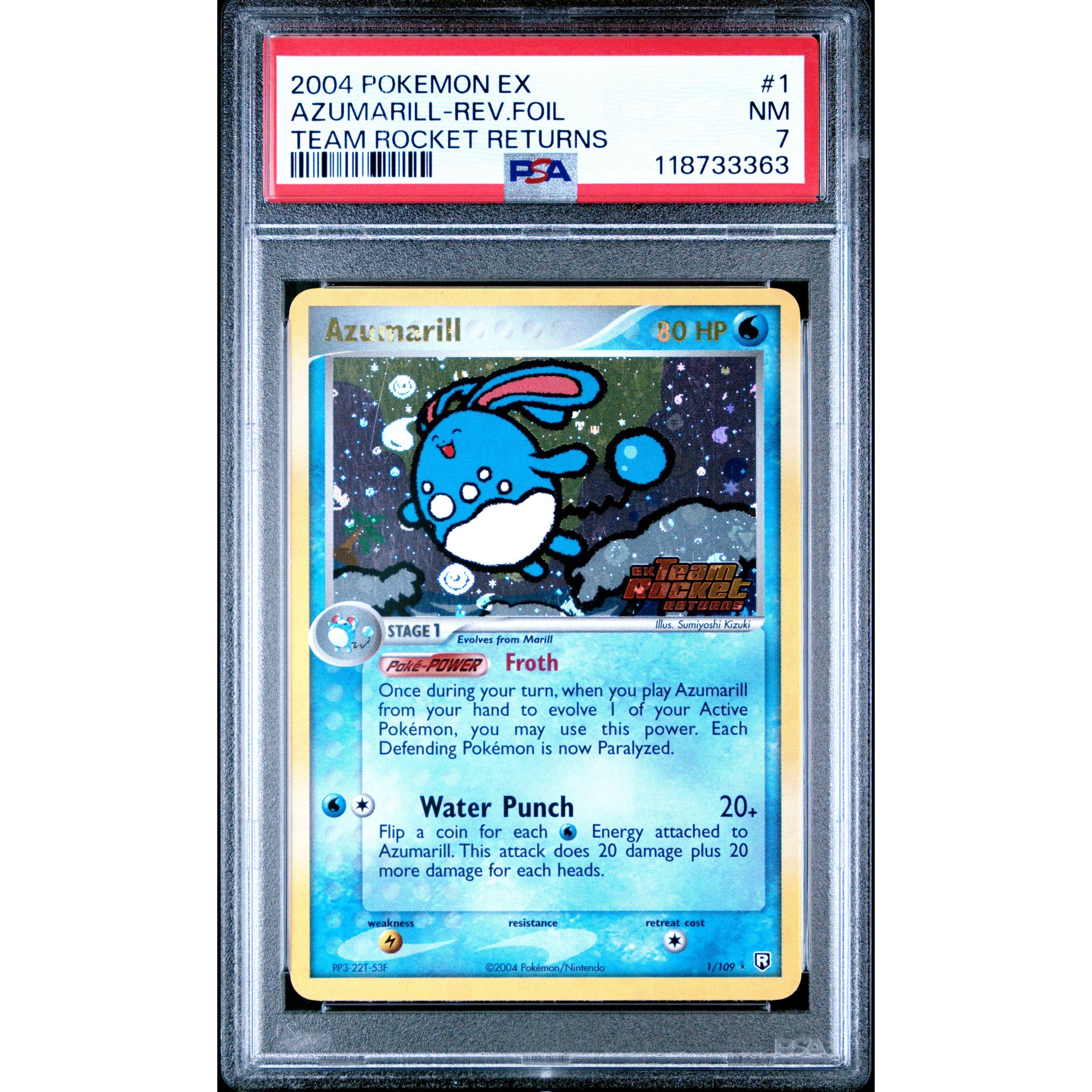 Pokémon TCG: Azumarill 1 PSA 7 Reverse Holo - Team Rocket Returns